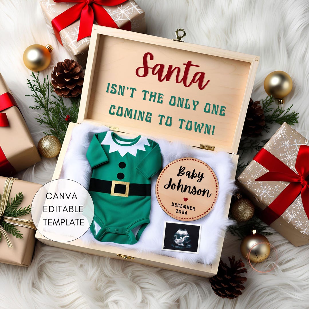 Christmas Elf Pregnancy Announcement Digital Baby Reveal With Editable ...