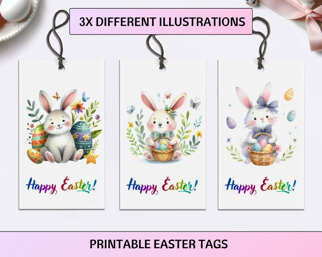 Easter Gift Tags, Happy Easter Printables, Printable Easter Bunny Favor ...