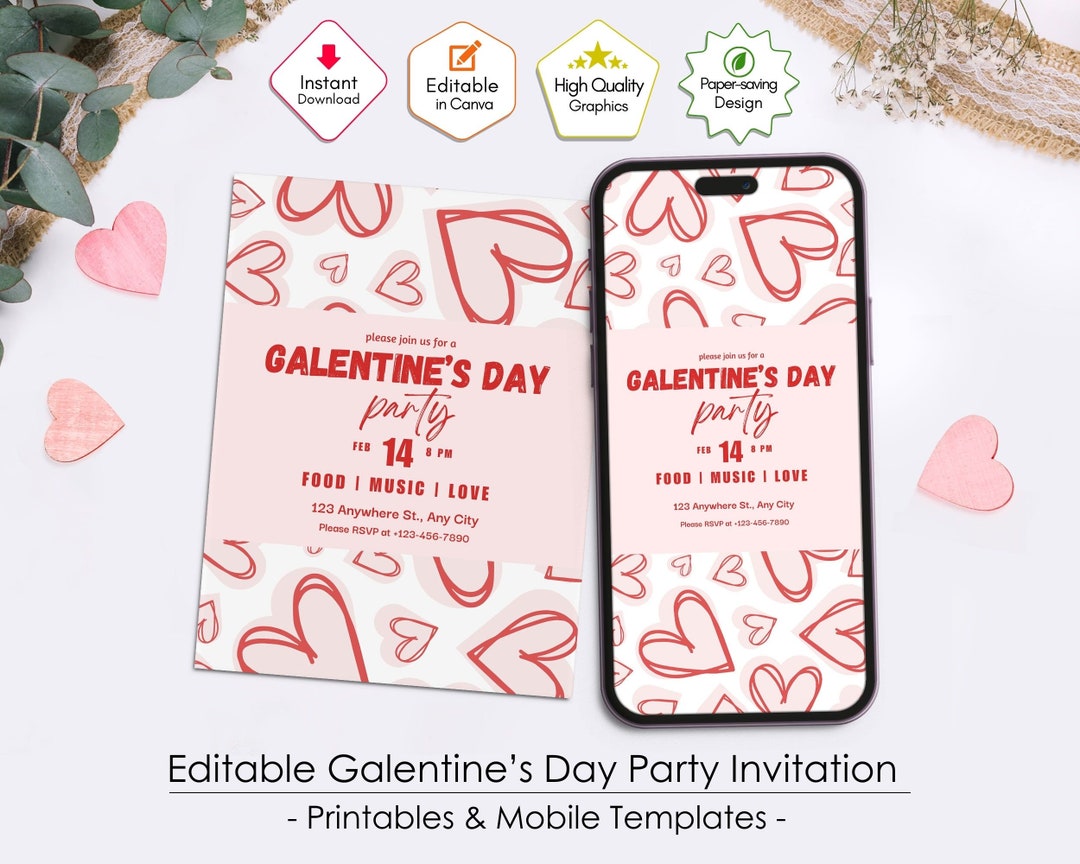 Editable Galentines Day Invite, Galentine Invitation, Galentines Party ...