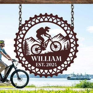 Personalized Mountain Biking Metal Sign, Cycling Metal Sign, Custom ...