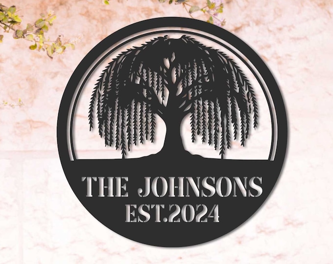 Personalized Willow Tree Metal Sign, Custom Family Name Sign, Willow ...