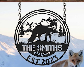 Fox Custom Metal Wall Art, Fox Decor, Fox Lover Gift, Fox Cabin Sign ...