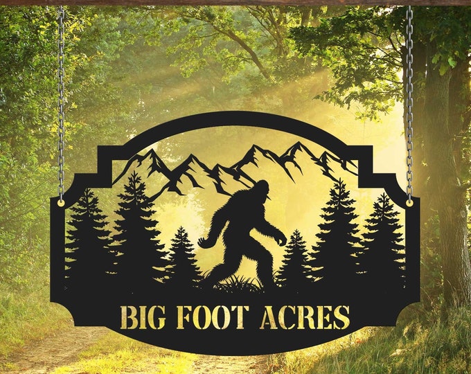 Outdoor Sasquatch Custom Name Metal Sign Bigfoot Mountain Metal Sign ...