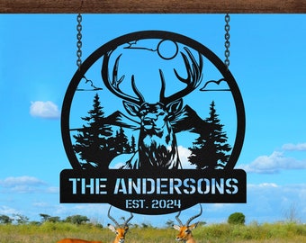 Custom Metal Deer Cabin Sign, Deer Hunter Gift, Cabin Decor, Custom ...