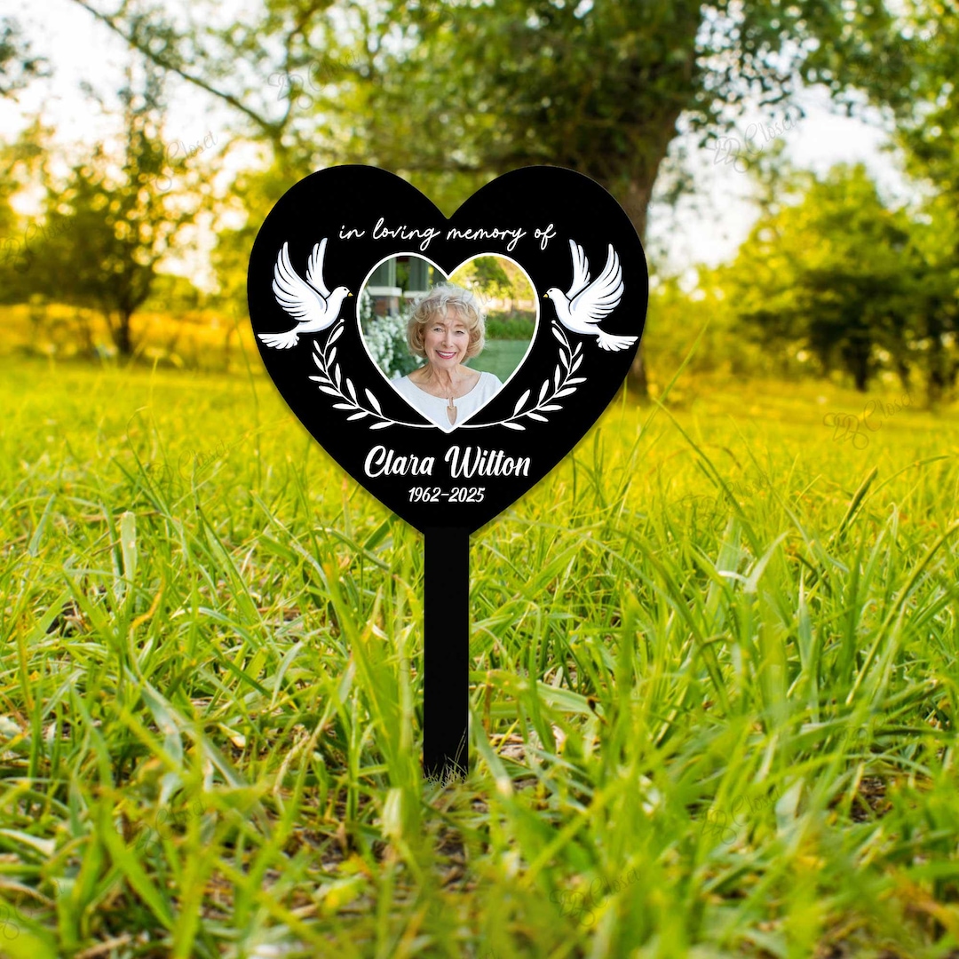 Personalized Photo Grave Marker, Custom Metal Photo Sign, Outdoor ...