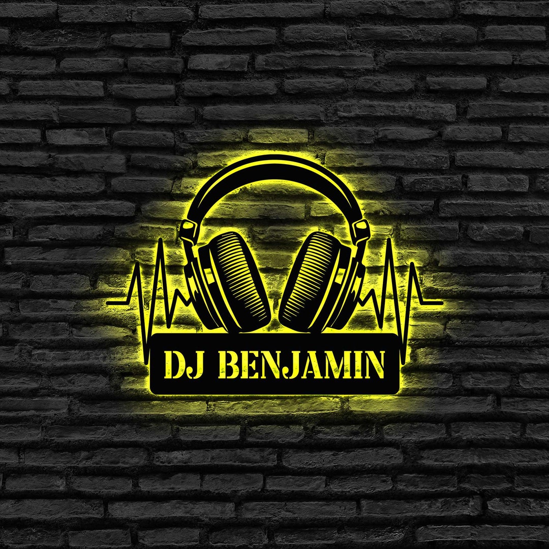 Custom Headphone Metal Wall Art With Led Lights, Game Room Decor ...
