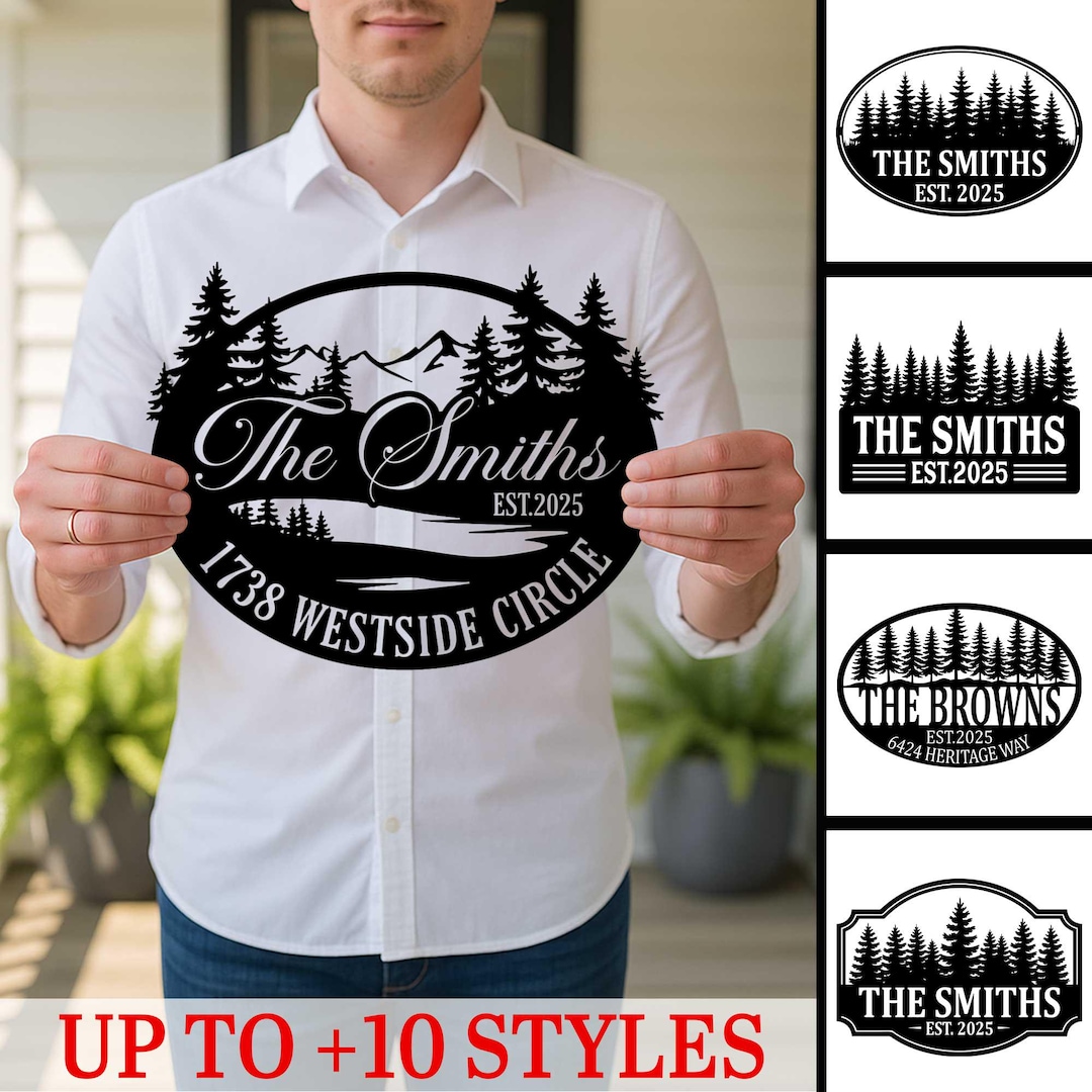 Personalized Mountain Cabin Name Sign, Cabin Metal Wall Art,farmhouse ...