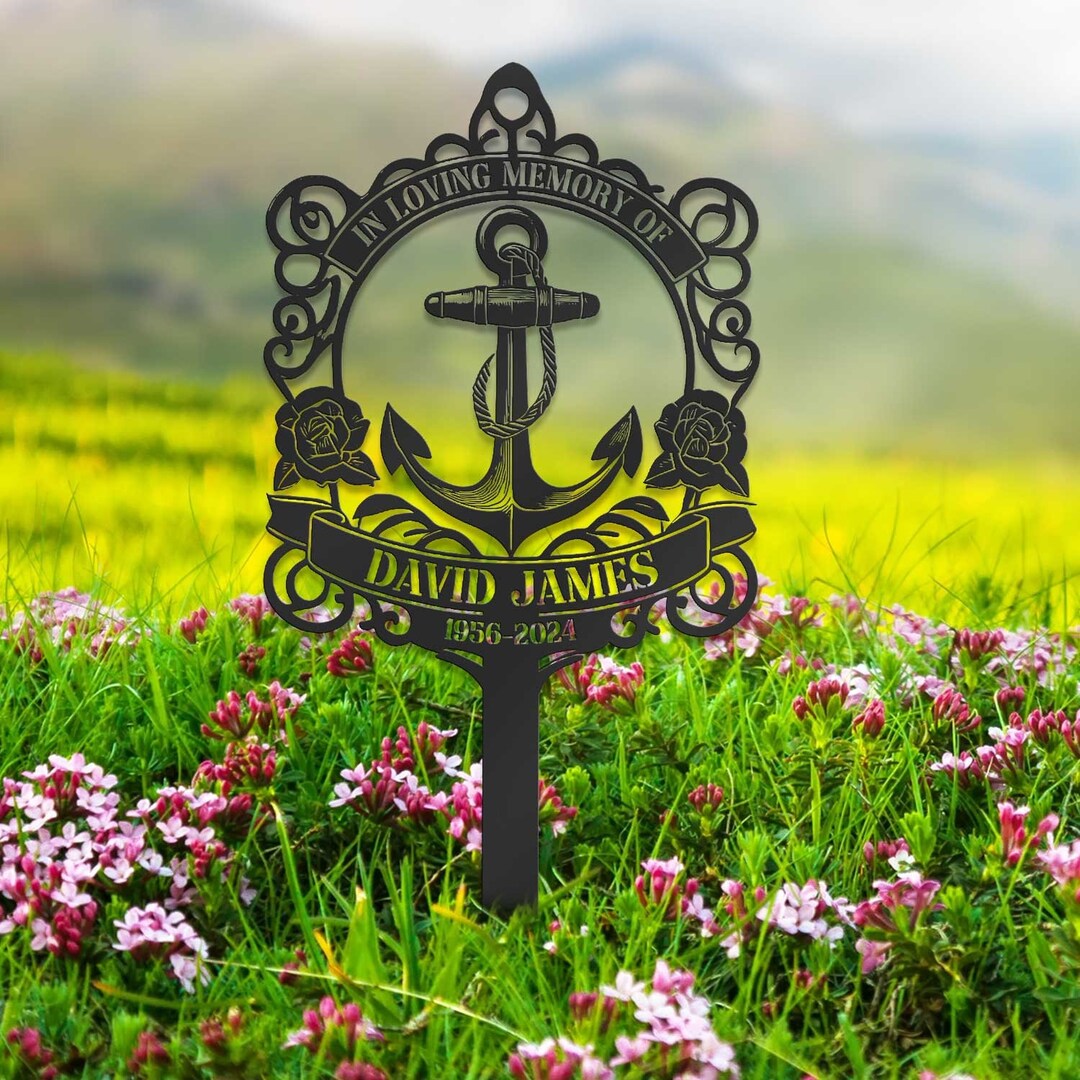 Personalized Sailor Memorial Stake, Metal Anchor Sign, Captain Sailor ...