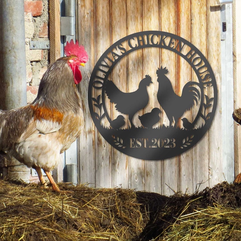 Custom Hen House Coop Sign, Chicken Coop Metal Sign, Our Little Coop ...