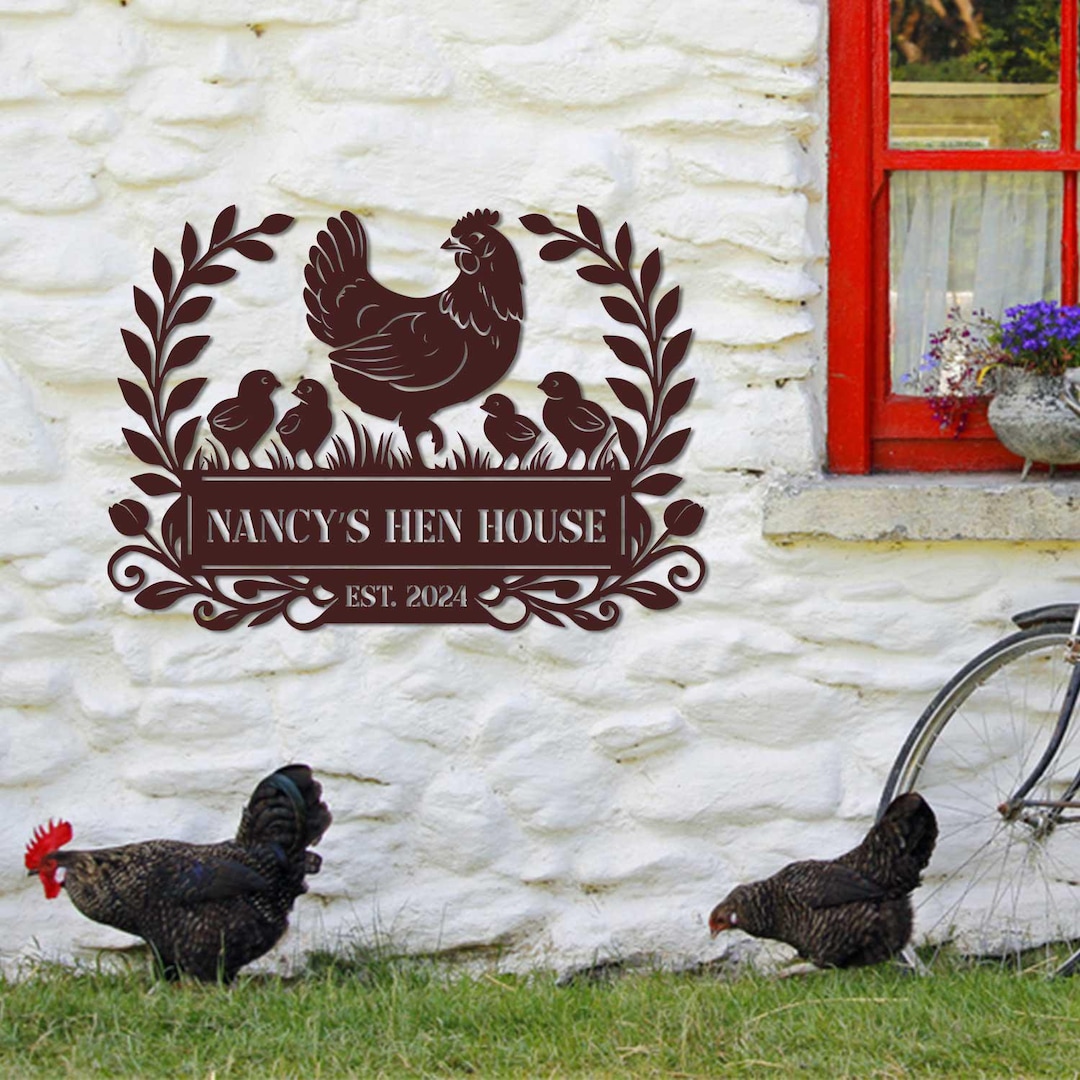 Personalized Chicken Coop Metal Farm Sign, Chicken Farm Sign, Hen House ...