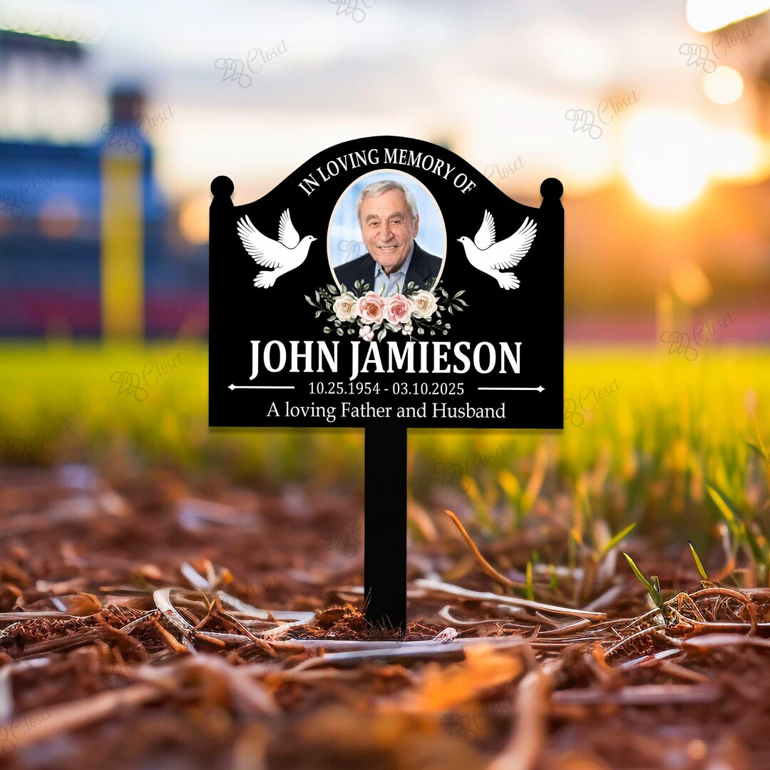 Personalized Photo Memorial Sign With Stake, Photo Grave Marker, Custom ...