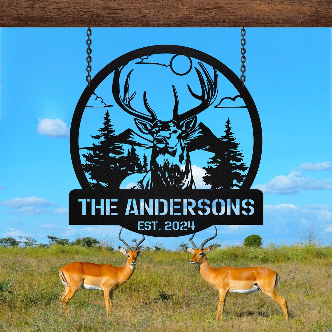 Custom Deer Metal Cabin Sign, Deer Hunter Gift, Cabin Decor, Hunter ...