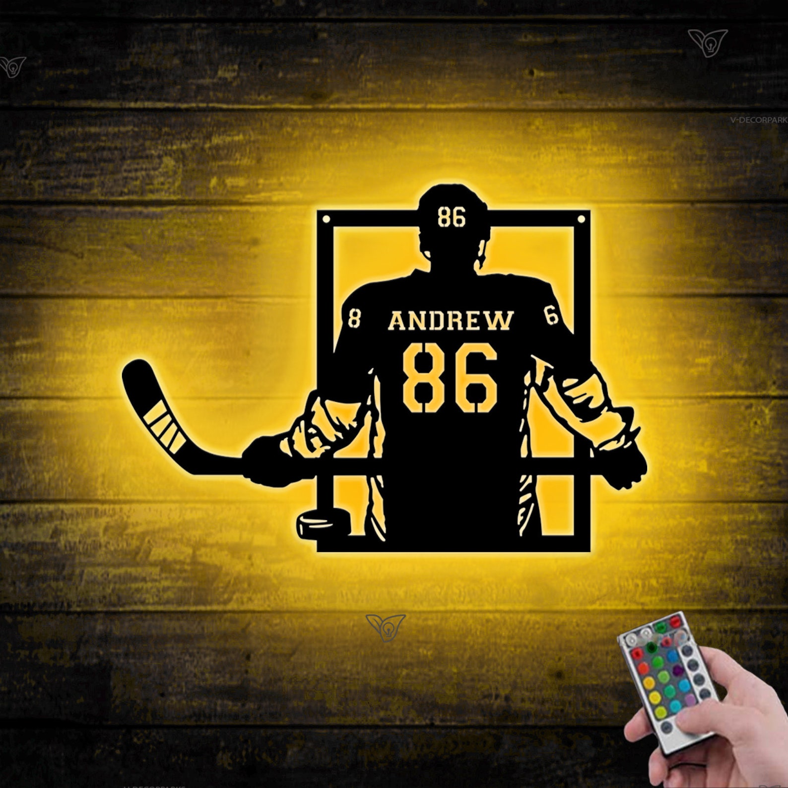 Custom Hockey Metal Sign With Led Light, Hockey Wall Decor, Hockey ...