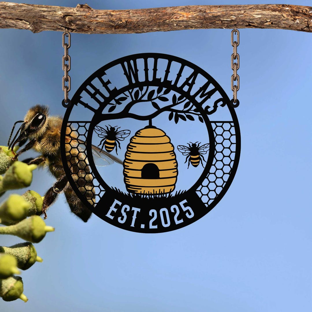 Custom Bee Farm Metal Sign, Honey Bee Sign, Bee Hive Sign, Garden Sign ...