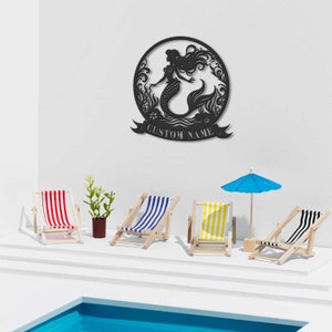 Custom Mermaid Metal Wall Art With Led Light, Mermaid Wall Art, Mermaid ...