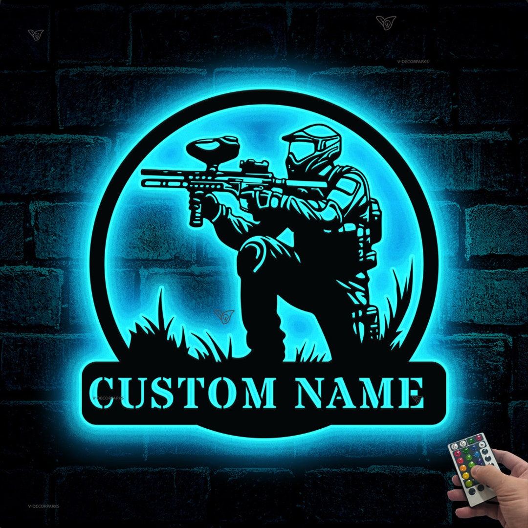 Custom Paintball Metal Sign With Led Light, Paintballmetal Wall Art ...