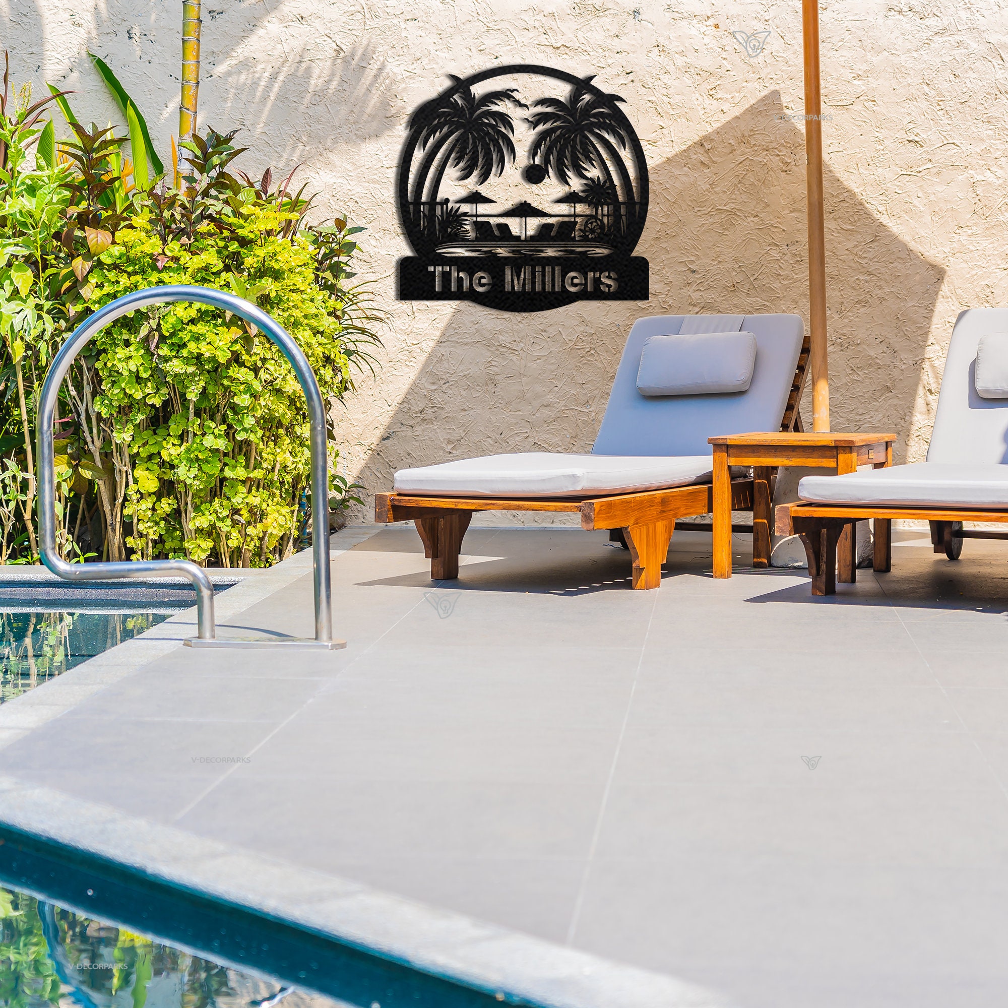 Custom Tropical Palm Tree Metal Sign, Beach Palm Tree Sign, Tropical ...