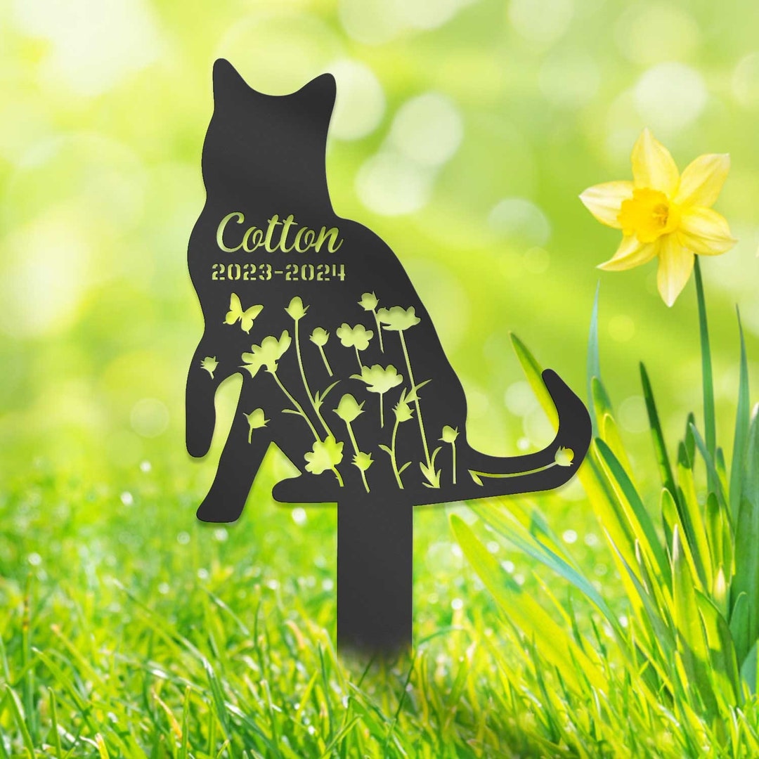 Custom Cat Memorial Sign, Cat Memorial Plaque, Cat Grave Marker, Cat ...