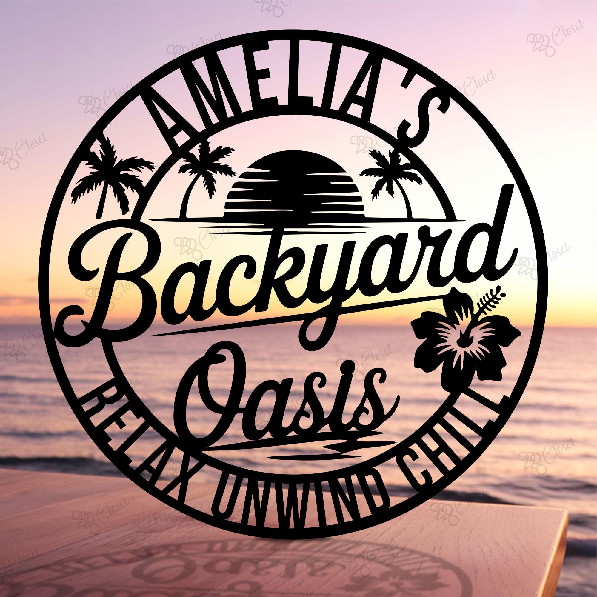 Personalized Backyard Oasis Metal Sign: Tropical Pool Decor - Etsy