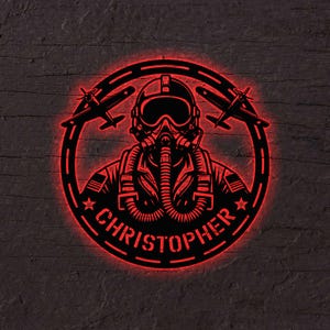 Custom Fighter Pilot Metal Sign With LED Light, Air Force Sign ...