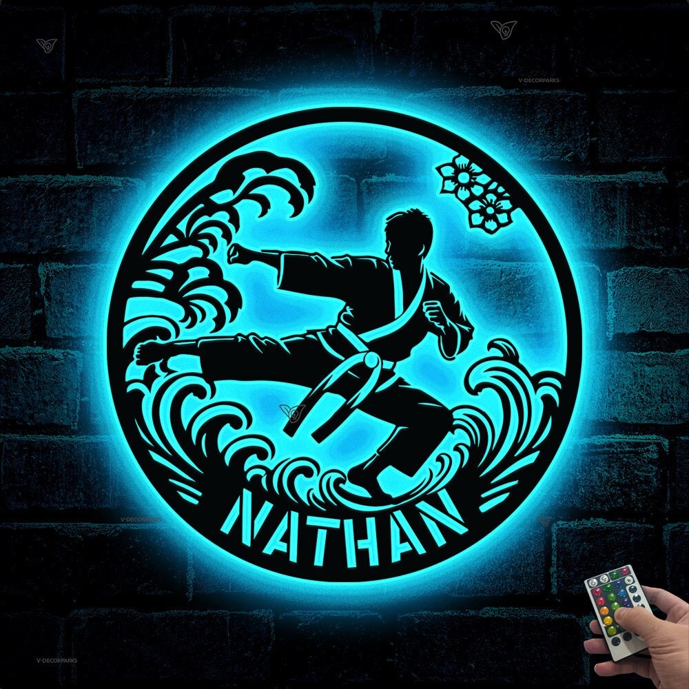Custom Boy Karate Martial Arts Metal Sign With LED Light, Martial Arts ...