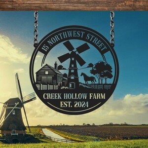 Custom Windmill Farm Sign, Custom Metal Farm Sign, Windmill Wall Decor ...
