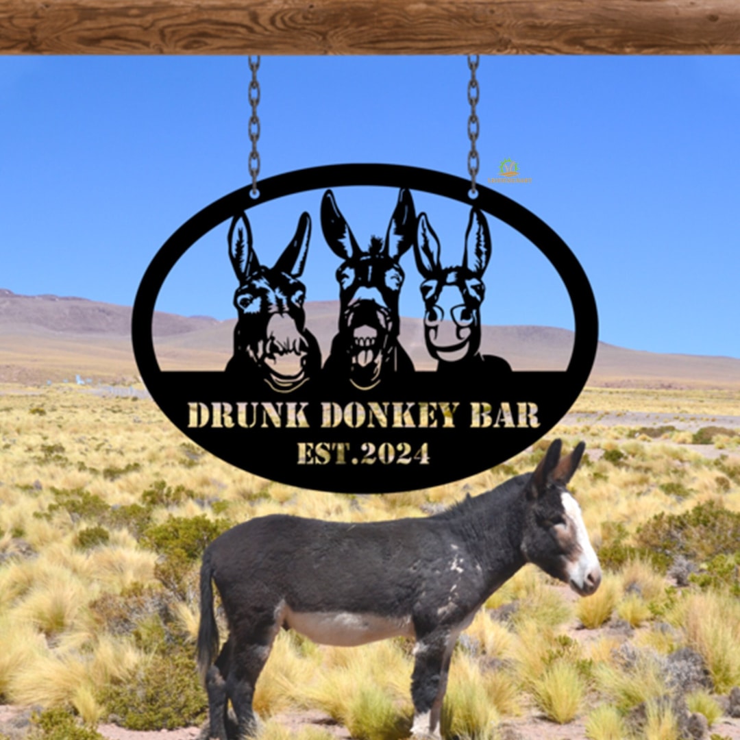 Custom Donkey Metal Sign, Donkey Farmhouse Metal Wall Art, Donkey Barn ...