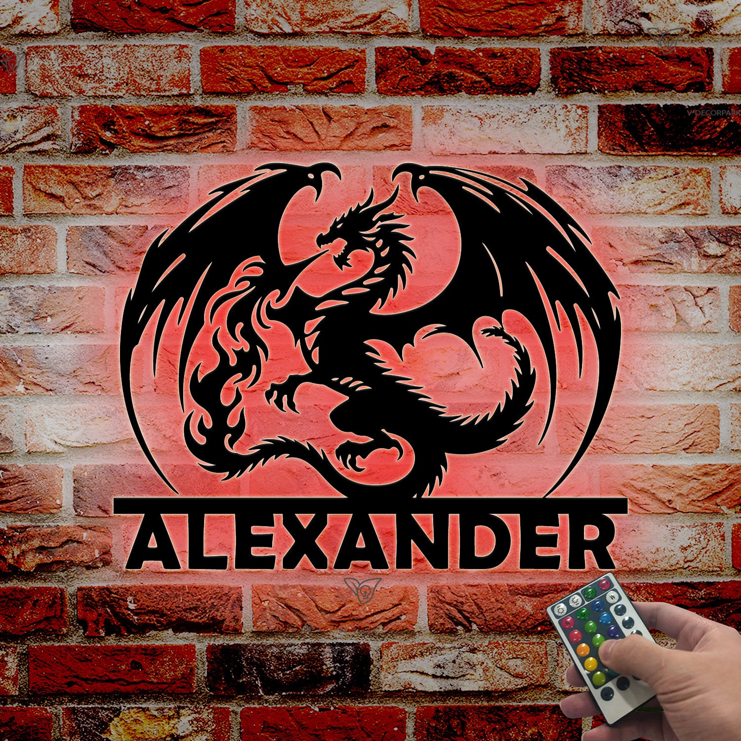 Custom Dragon Metal Wall Art With LED Lights, Dragon Metal Sign, Dragon ...