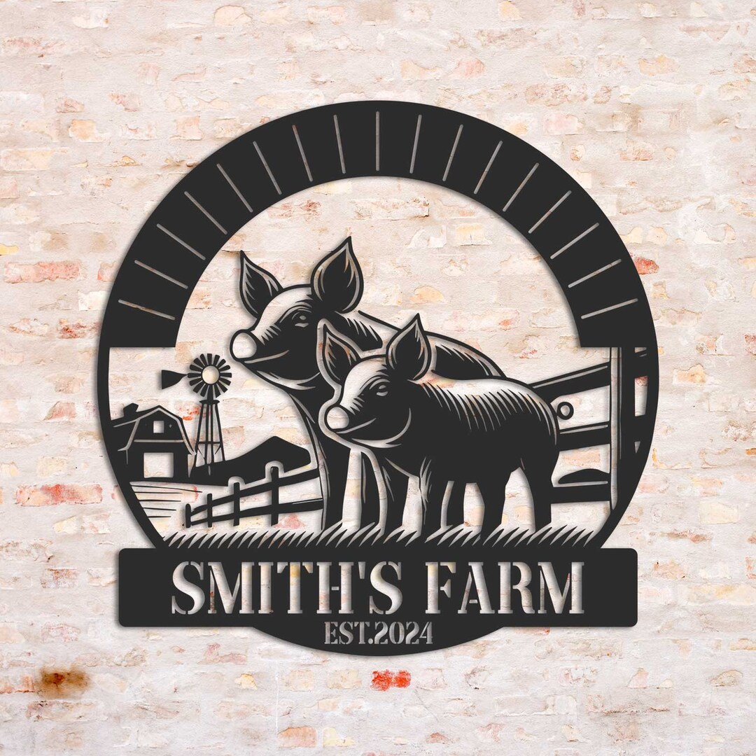 Custom Pig Farm Metal Sign, Pig Farm Decor, Personalized Pig Name Sign ...
