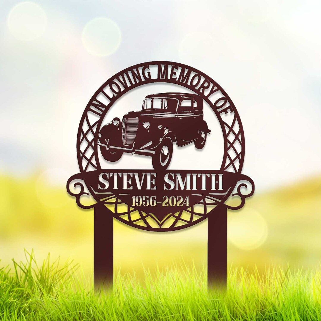 Custom Metal Car Memorial Sign, Classic Car Stake, Metal Stake ...