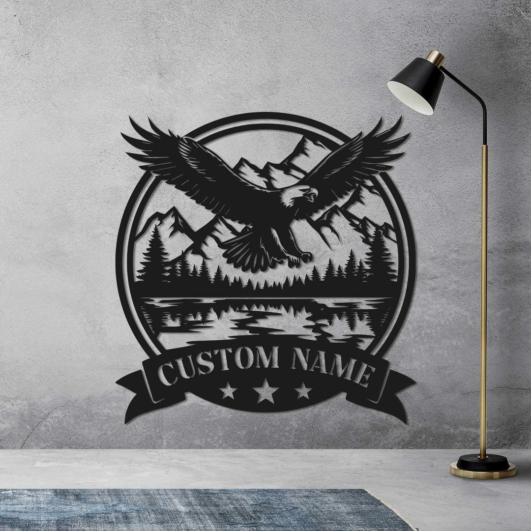 Custom Eagle Metal Sign, Mountain Eagle Metal Sign, Custom Family Name ...