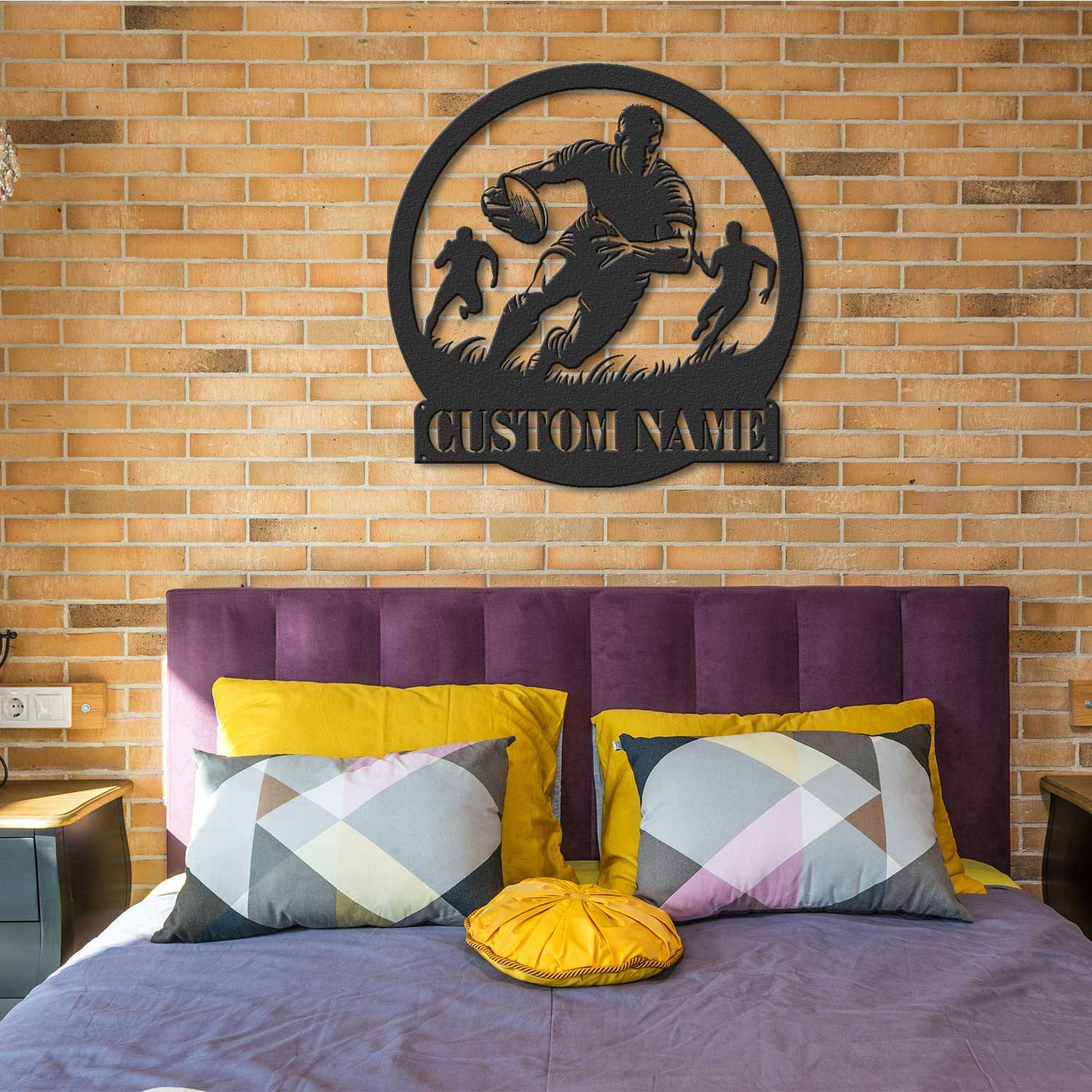 Custom Rugby Metal Wall Art With LED Lights, Rugby Metal Sign, Rugby ...