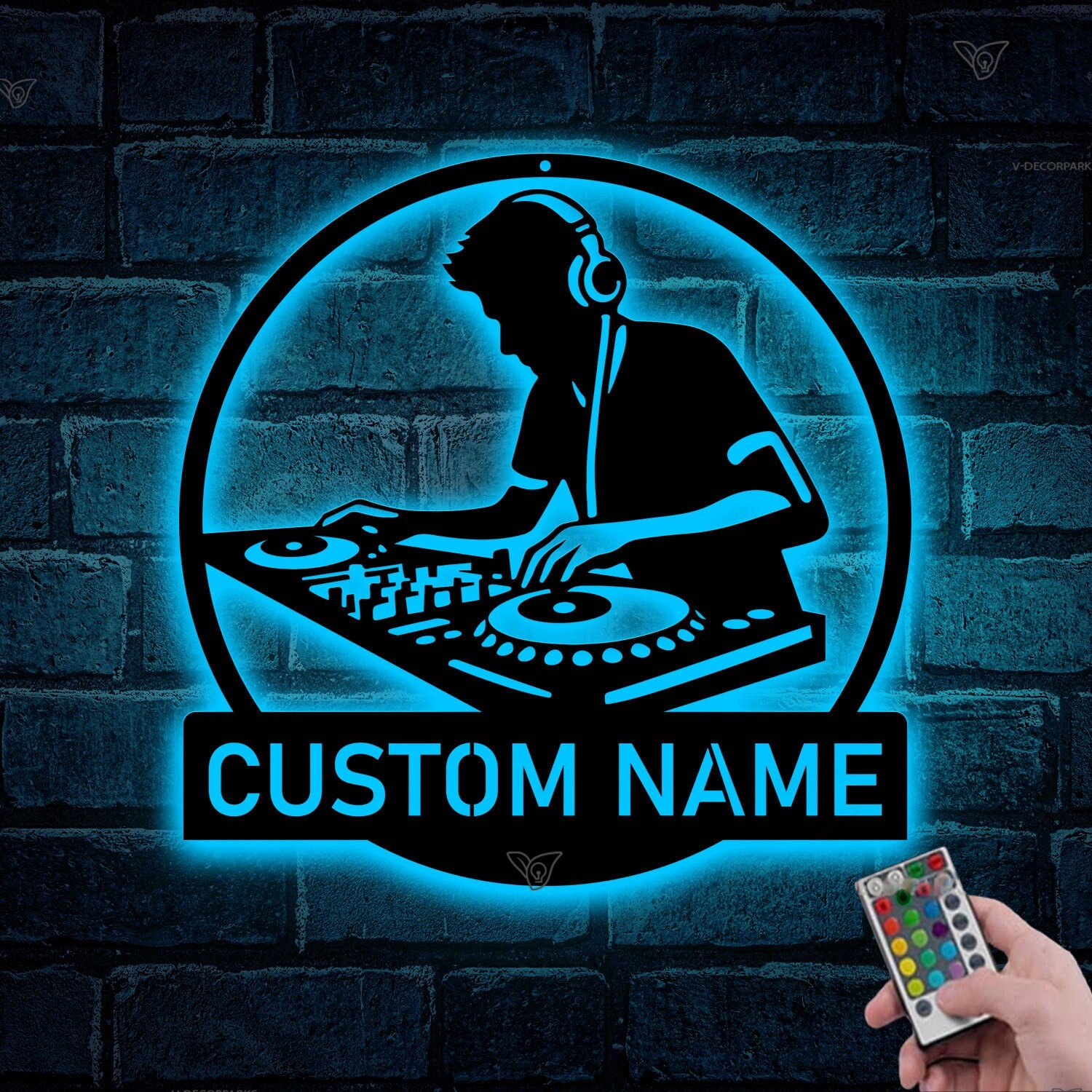 Custom DJ Metal Wall Art With Led Lights, Personalized Deejay Name Sign ...