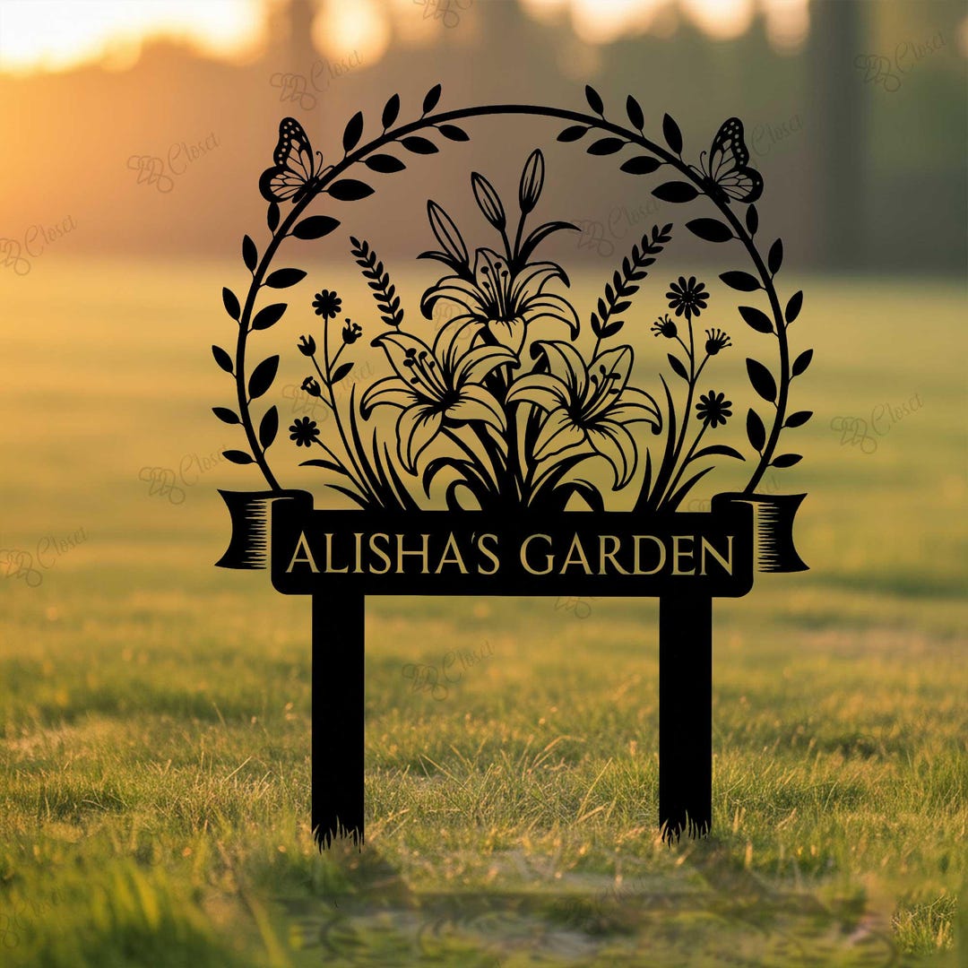Personalized Lily Garden Stake: Custom Garden Metal Sign With Lily - Etsy