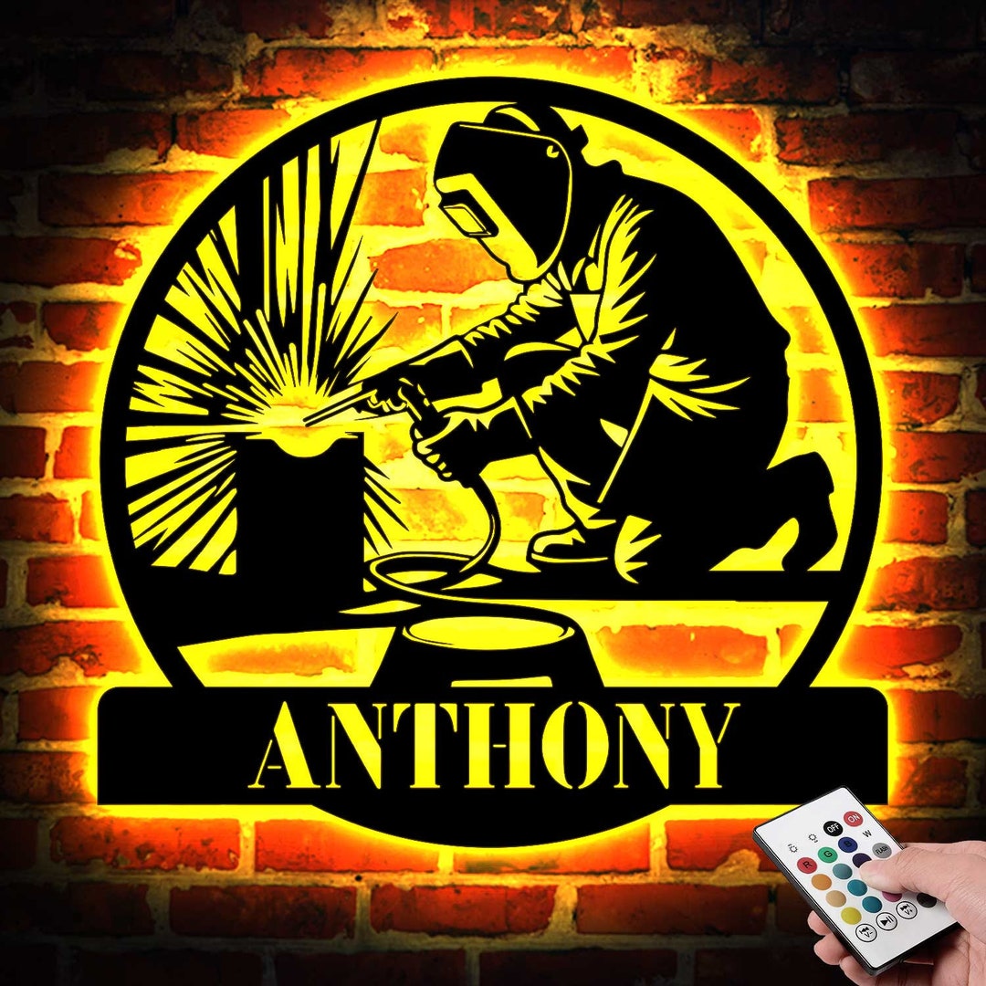 Custom Welder Metal Sign With Led Light, Welding Sign, Welder Wall Art ...
