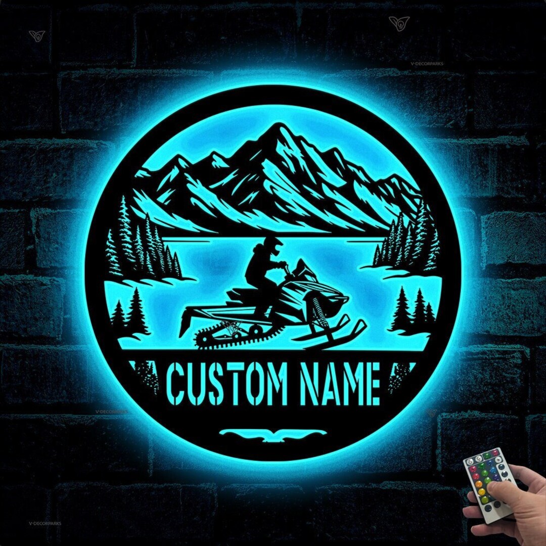 Custom Snowmobile Metal Sign With LED Light, Personalized Ski-doo Name ...
