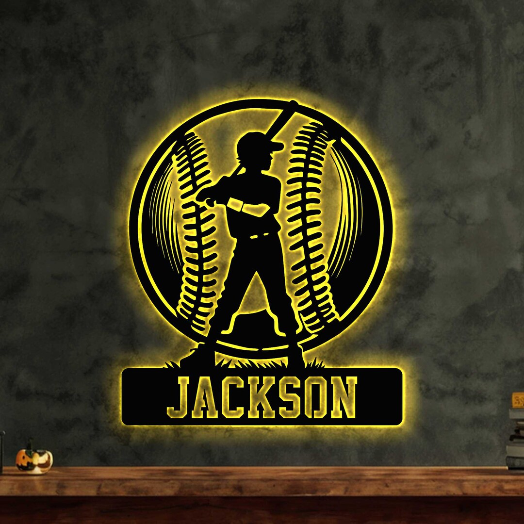 Custom Baseball Sign With LED Light, Baseball Player Gift, Baseball ...