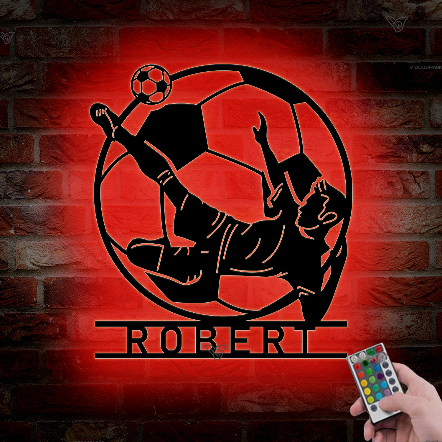 Custom Football Player Metal Sign With LED Light, Football Player Name ...