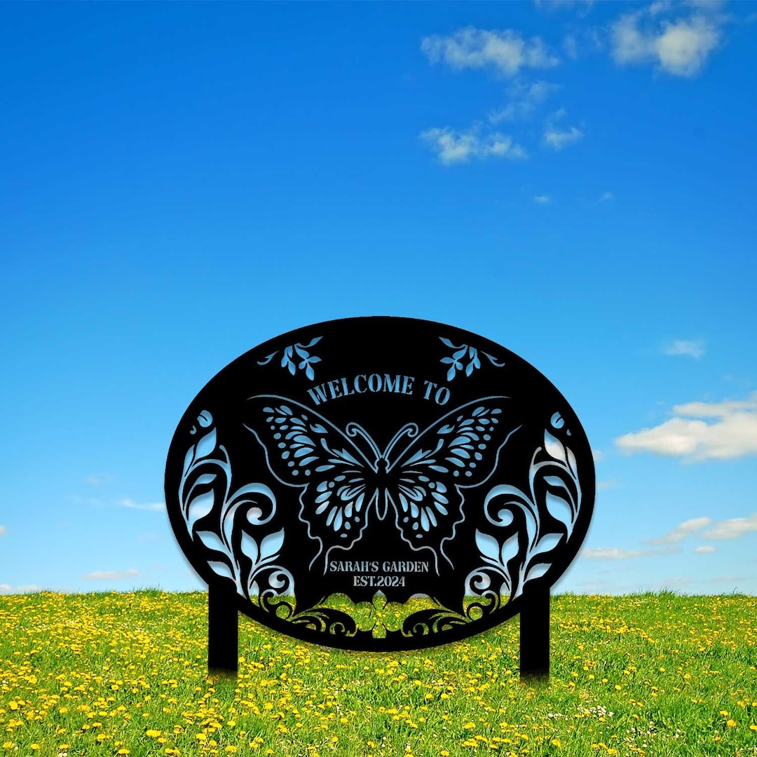 Personalized Butterfly Garden Sign, Butterfly Flower Stake ...