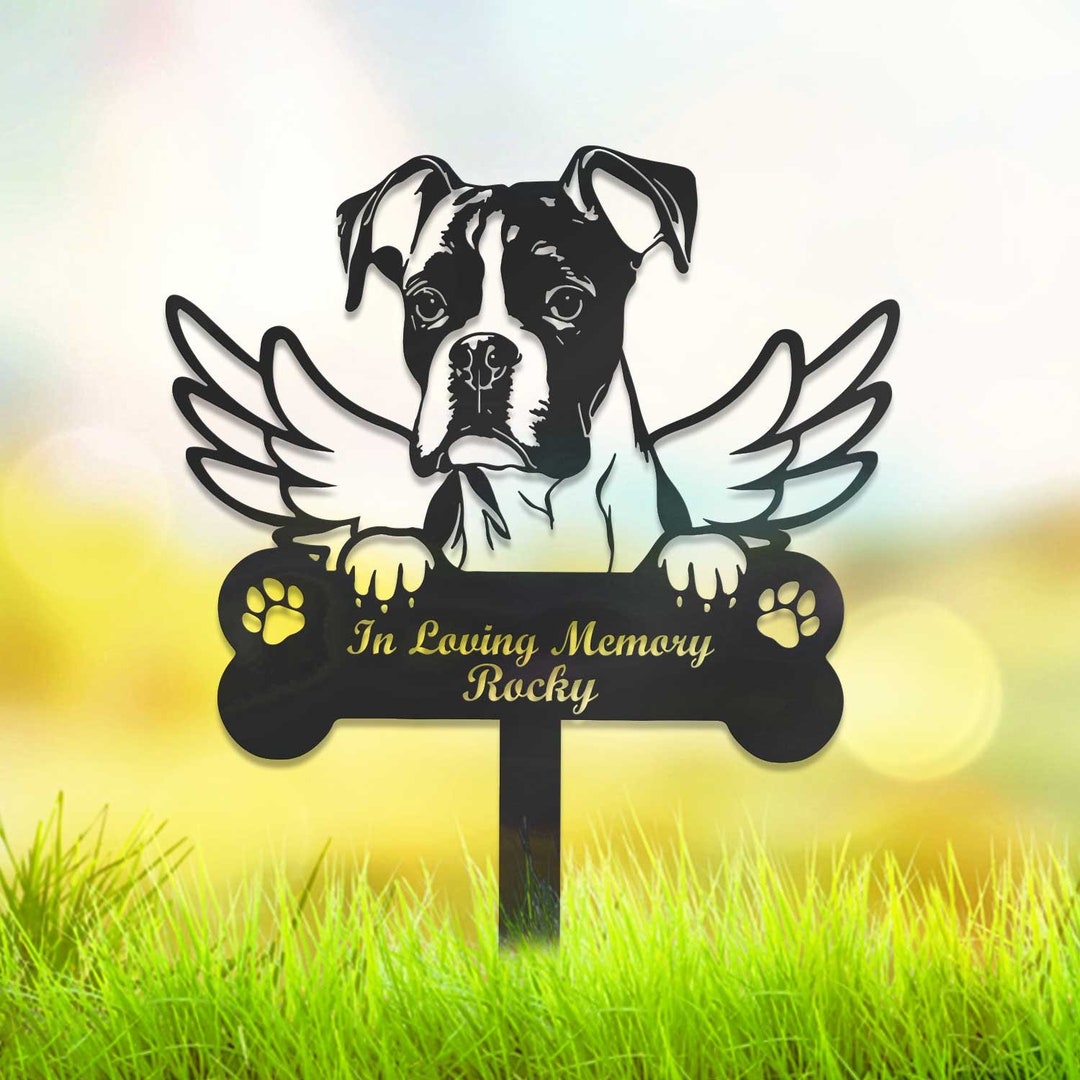 Custom Boxer Memorial Stake Sign, Dog Memorial Stake, Pet Grave Markers ...