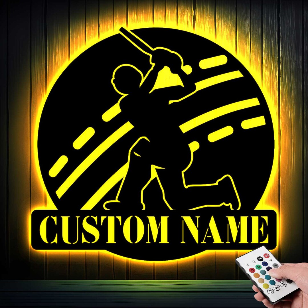 Personalized Cricket Metal Sign With Led Light, Cricket Wall Decor ...