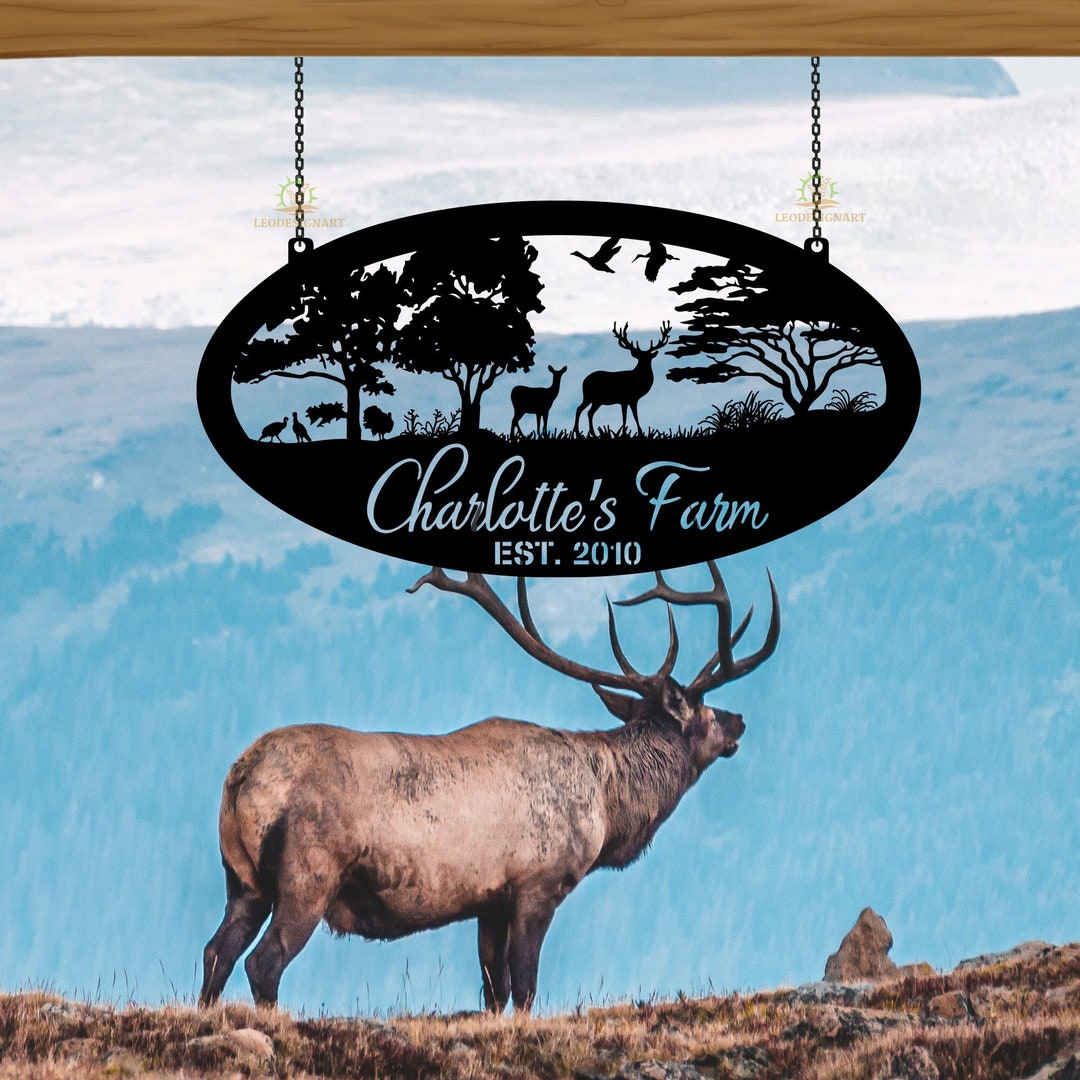Personalized Deer Metal Sign, Metal Cabin Sign, Custom Family Name Sign ...