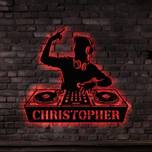 Personalized DJ Player Metal Sign With Led Lights, Custom DJ Gifts ...