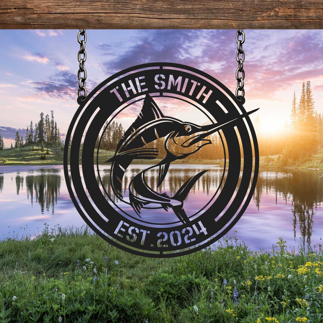 Personalized Swordfish Metal Wall Art, Metal Swordfish Sign, Marlin ...