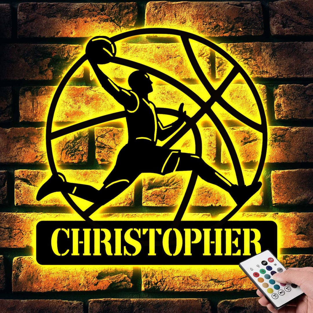Custom Basketball Sign With LED Light, Basketball Wall Art, Basketball ...