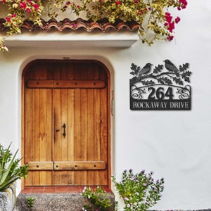 Personalized Bird Oak Tree Address Sign, Address Metal Sign, Birds ...