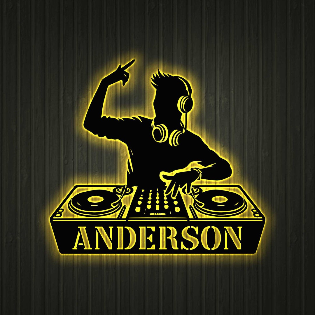 Personalized DJ Player Metal Sign With Led Lights, Custom DJ Gifts ...