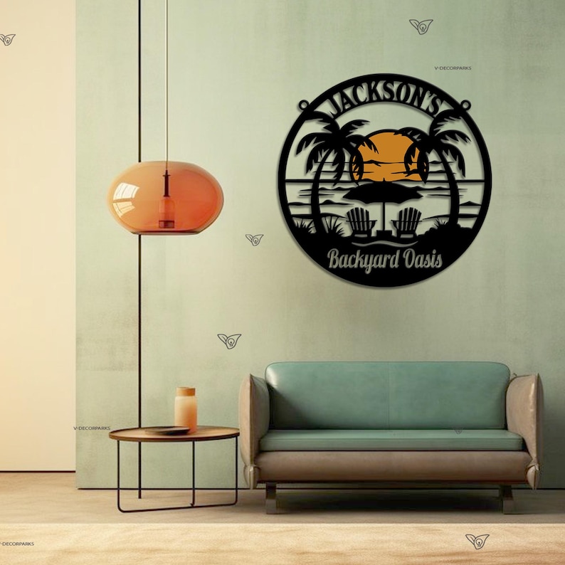 Custom Backyard Oasis Metal Sign, Oasis Metal Wall Art, Patio Sign ...