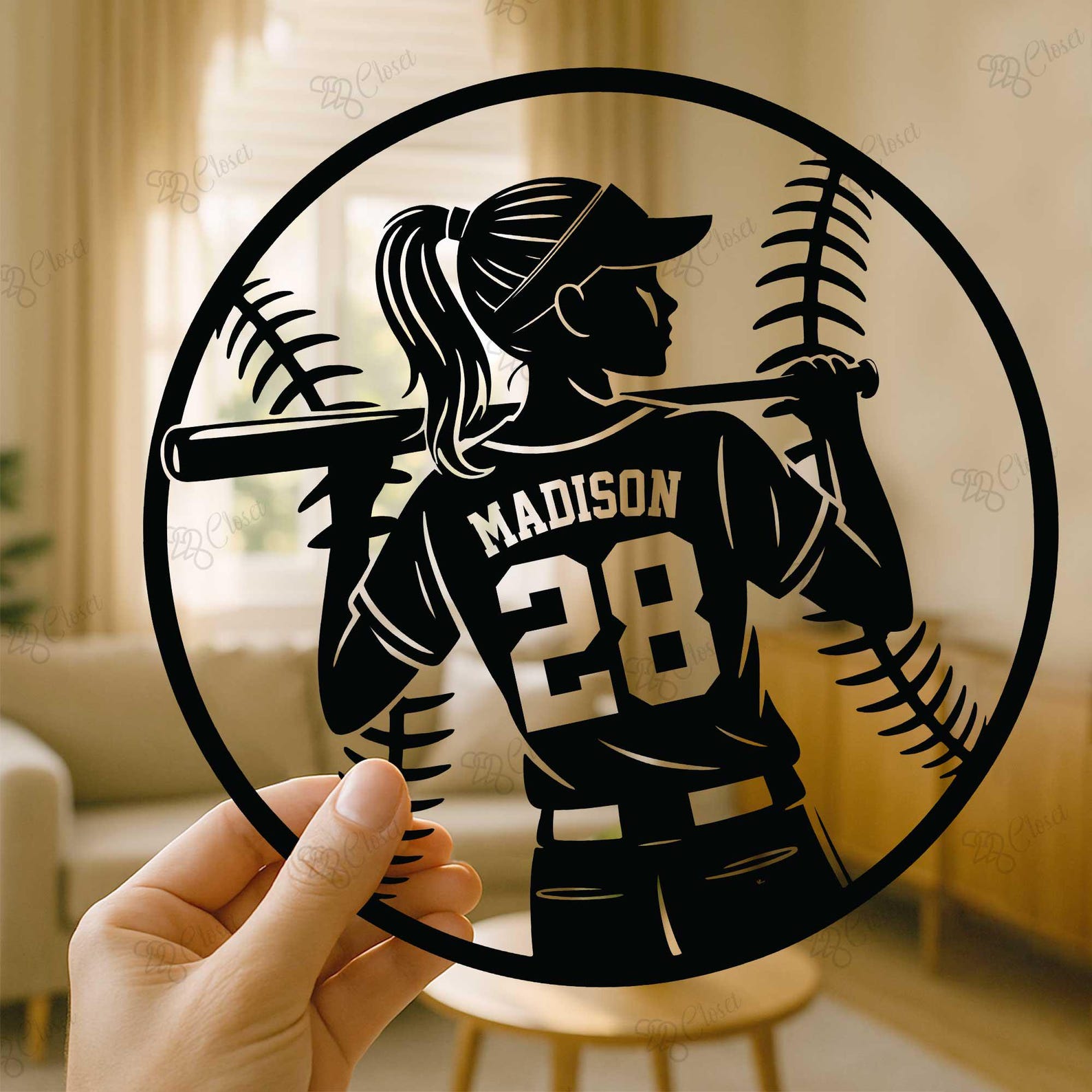 Personalized Softball Player Sign LED Lights, Baseball Metal Sign ...