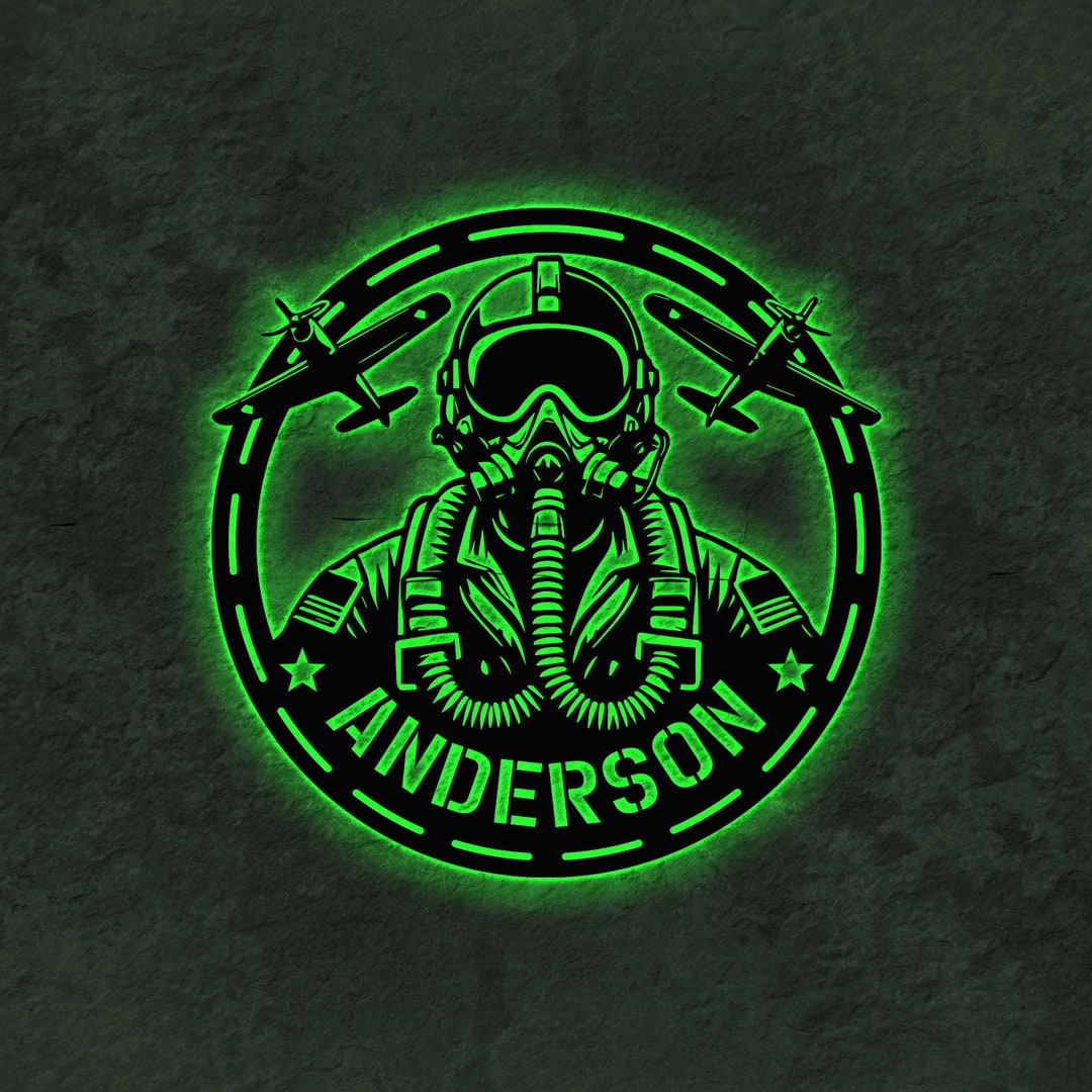 Custom Fighter Pilot Metal Sign With LED Light, Air Force Sign ...